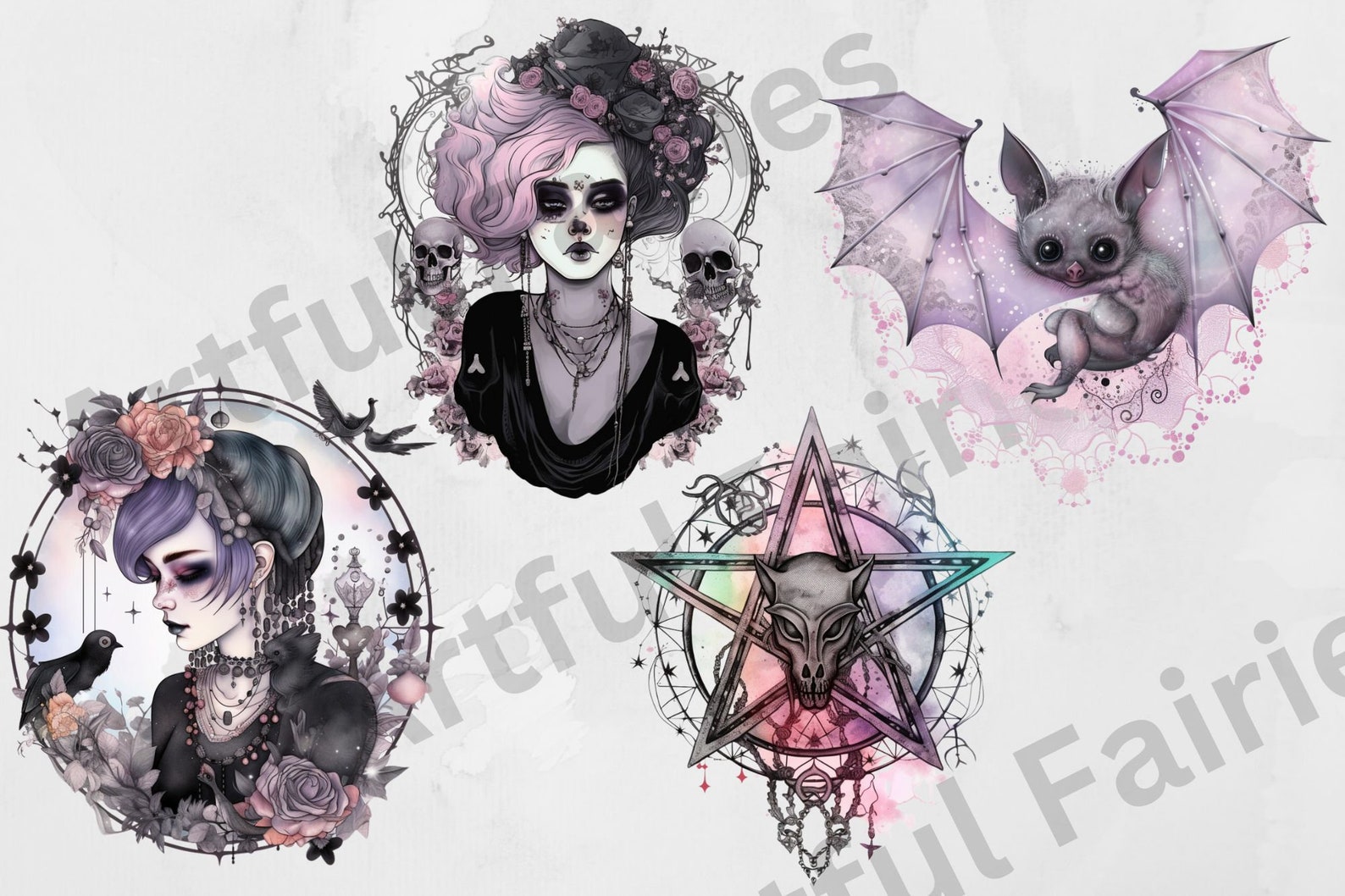 Pastel Goth Clipart Goth PNG Cute Halloween Clipart Bundle Emo - Etsy