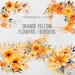 Watercolor Floral Clipart Orange Yellow Flower Border PNG - Etsy