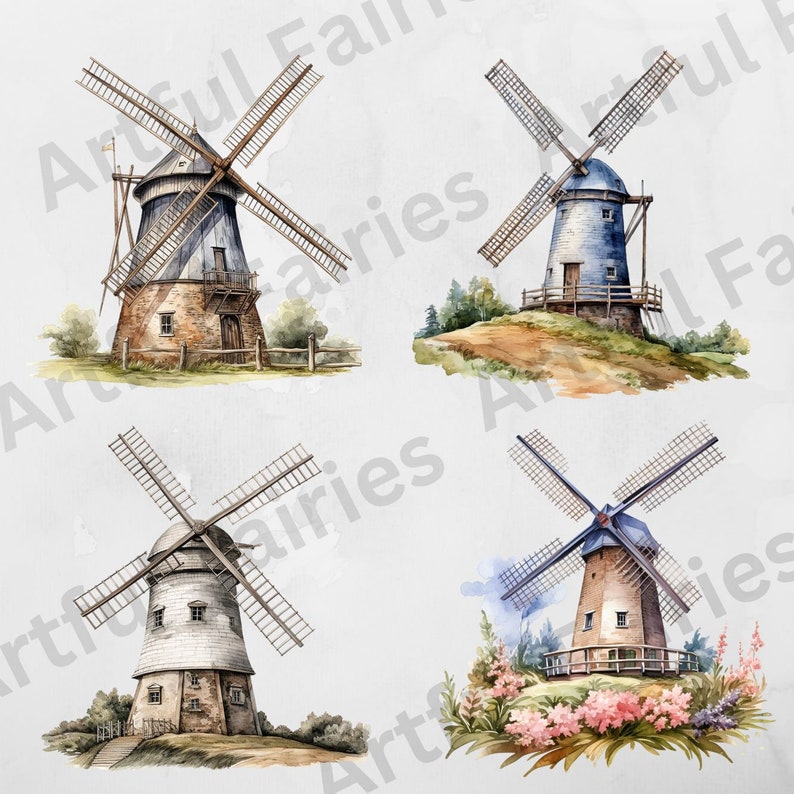 Windmill PNG Small Town PNG Windmill Clipart Farm Png Western - Etsy
