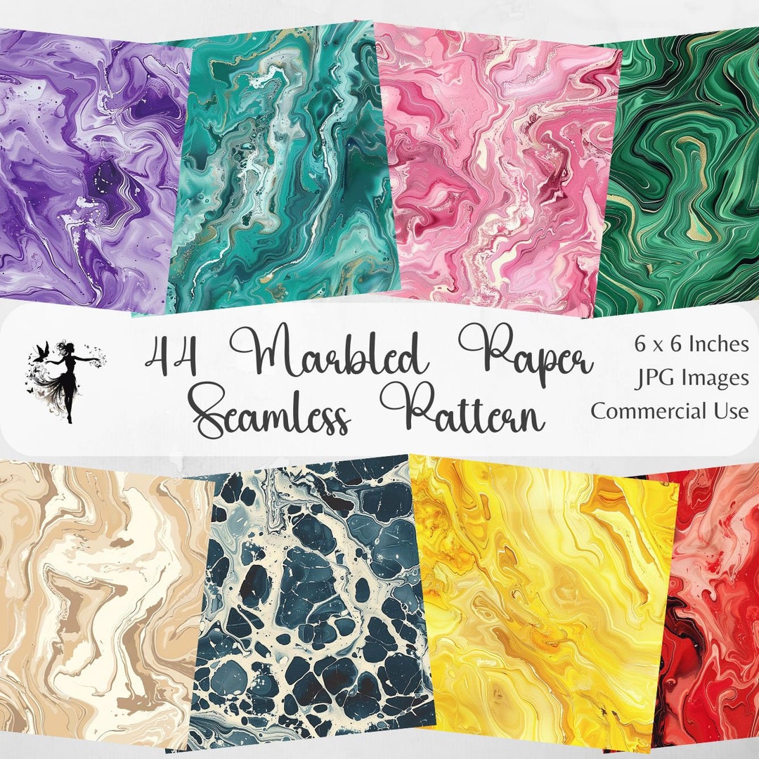 Marbled Paper Digital Paper Craft Junk Journal Paper Pack Water Marbled ...