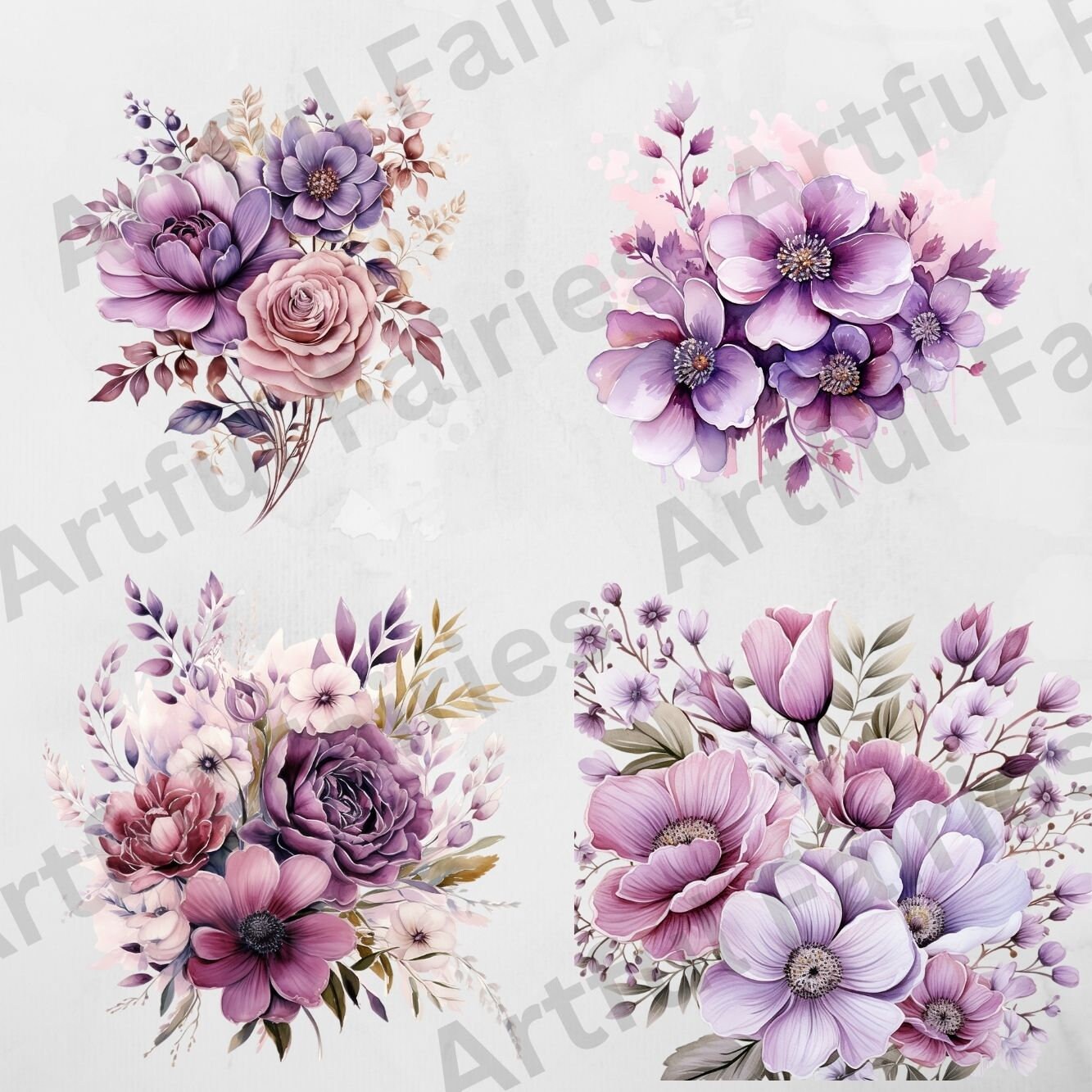 Lilac Watercolor Floral Clipart Flower Border PNG Floral Borders PNG ...