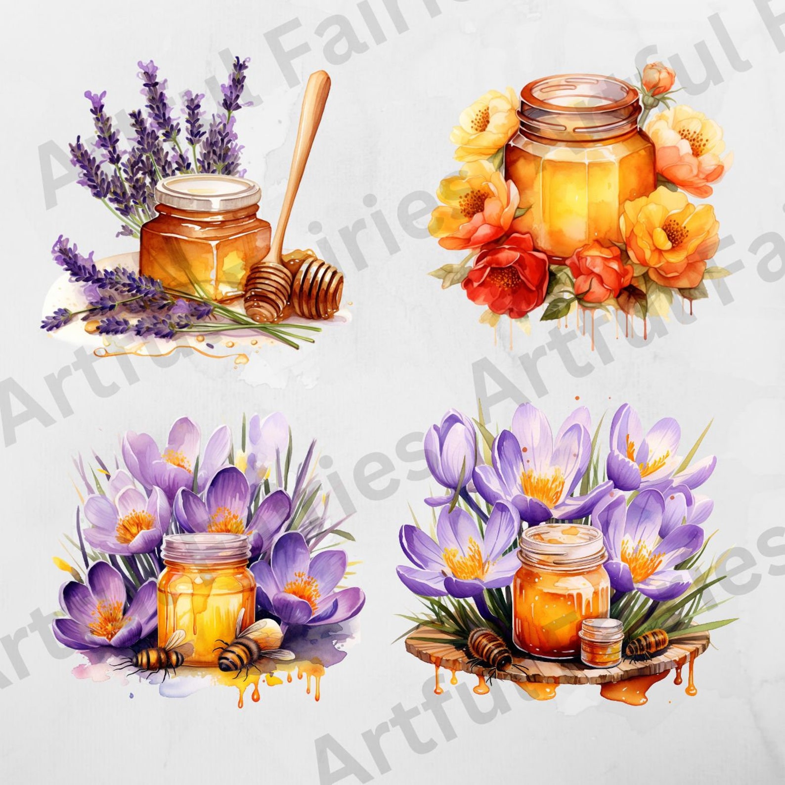 Watercolor Honey Clipart Honey Bee PNG Bee PNG Bee Clipart - Etsy