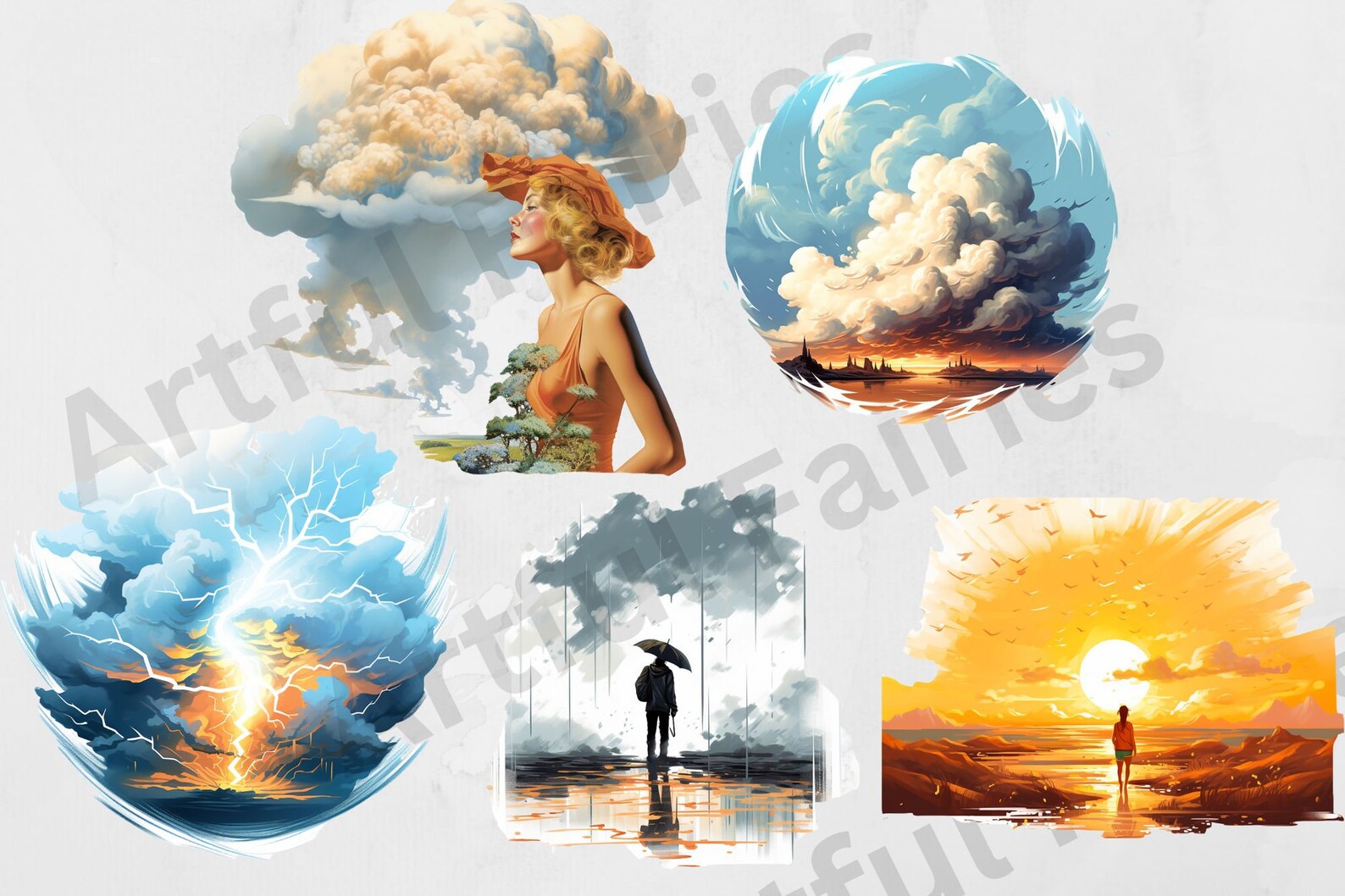 Weather Clipart Sun Clipart Cloud Clipart Rainy Day Clipart - Etsy