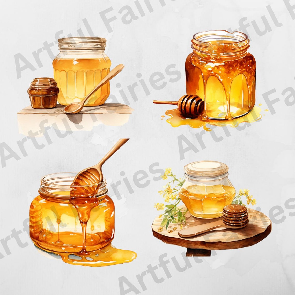 Watercolor Honey Clipart Honey Bee PNG Bee PNG Bee Clipart - Etsy