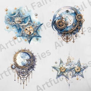 Watercolor Steampunk Clipart 26 Steampunk Celestial Clipart Steampunk ...