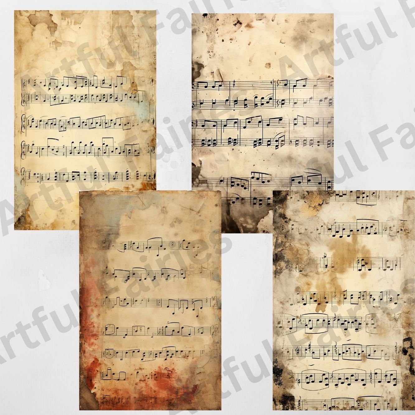 Antique Music Junk Journal Pages Digital Scrapbook Paper Kit Printable ...