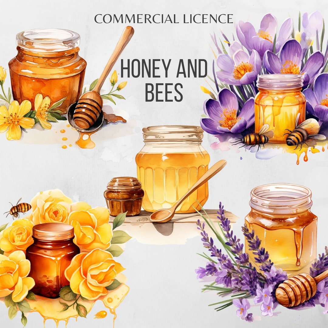 Watercolor Honey Clipart Honey Bee PNG Bee PNG Bee Clipart - Etsy