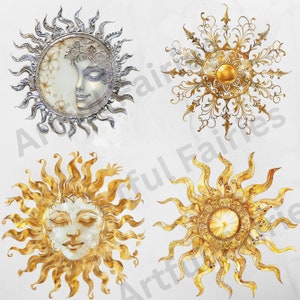 Filigree Sun Clipart PNG Celestial Fantasy Sun Rays Junk Journal ...