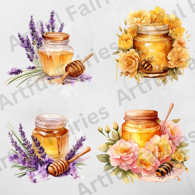Watercolor Honey Clipart Honey Bee PNG Bee PNG Bee Clipart Honey ...
