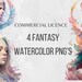 Watercolor Witch Clip Art Pastels Watercolour Fantasy Clip Art Woman ...