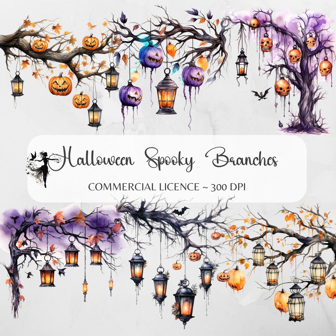 Watercolor Halloween Border Clipart Autumn Frame PNG Lantern Fall ...