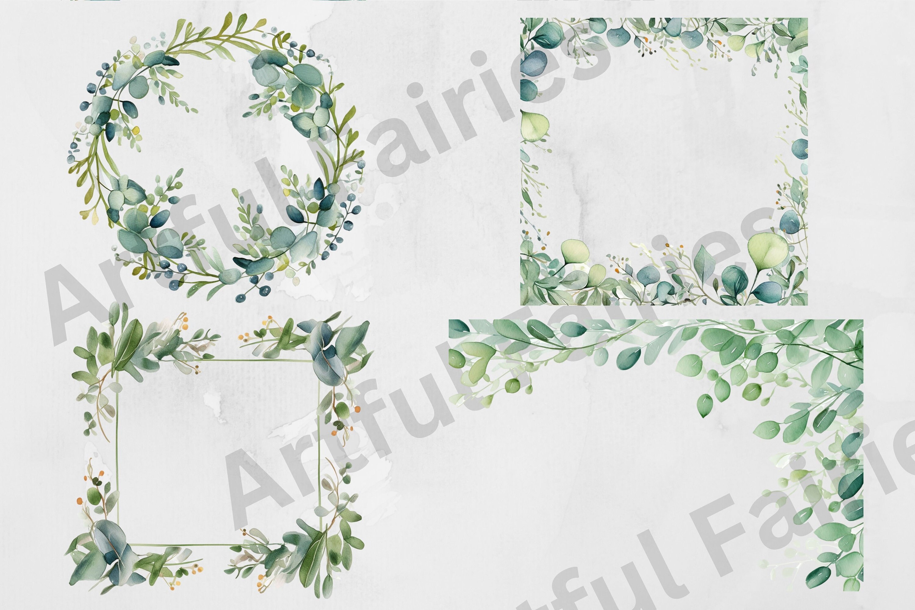 Eucalyptus Border PNG Eucalyptus Wreath Watercolor Border Eucalyptus ...