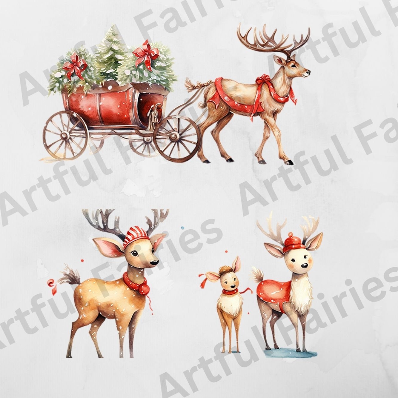 Reindeer PNG Watercolor Reindeer Clipart Cute Reindeer - Etsy