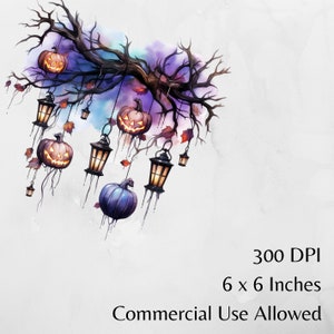 Watercolor Halloween Border Clipart Autumn Frame PNG Lantern Fall ...