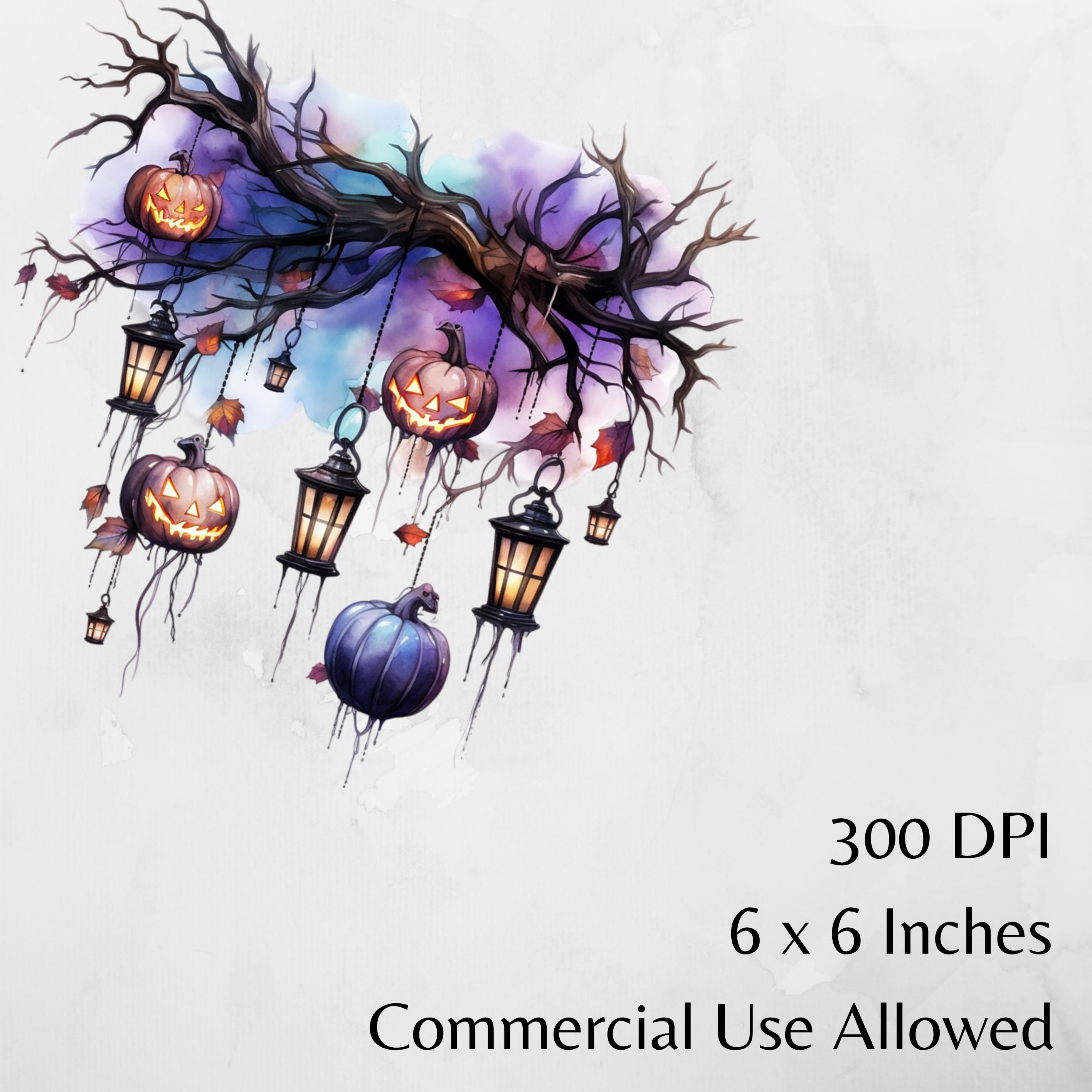 Watercolor Halloween Border Clipart Autumn Frame PNG Lantern Fall ...