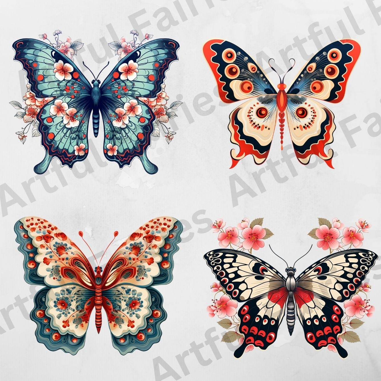 Butterfly Clipart Boho Butterfly PNG Butterflies PNG Boho - Etsy