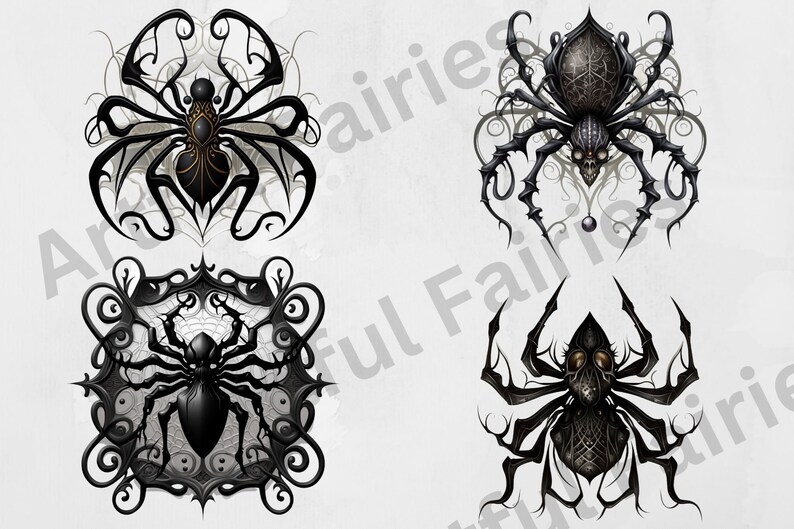 Goth Spider Clipart Goth Spider Png Spiders Png Antique Halloween ...