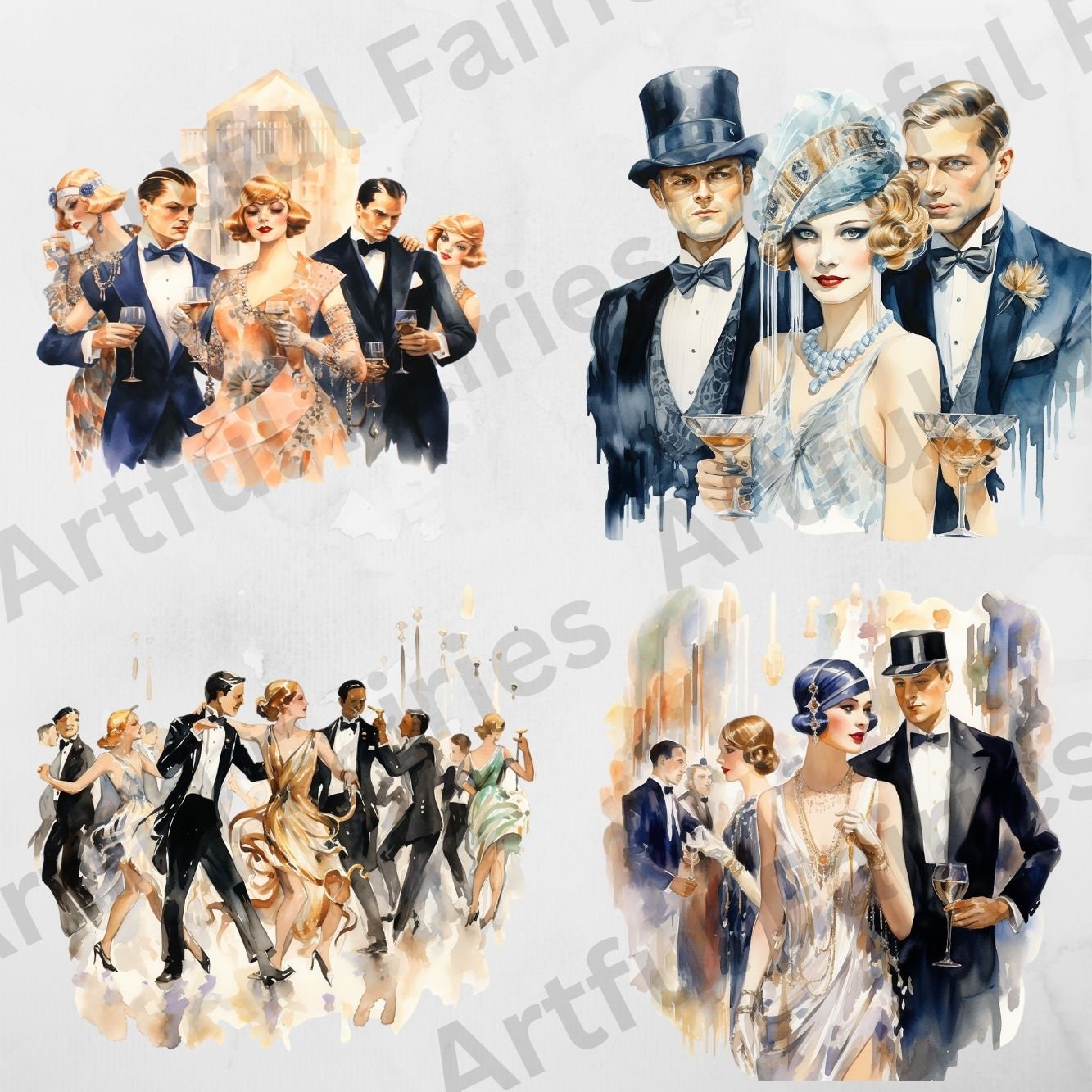 1920s Party Clipart Flapper Clipart Flapper Dress PNG Retro People ...