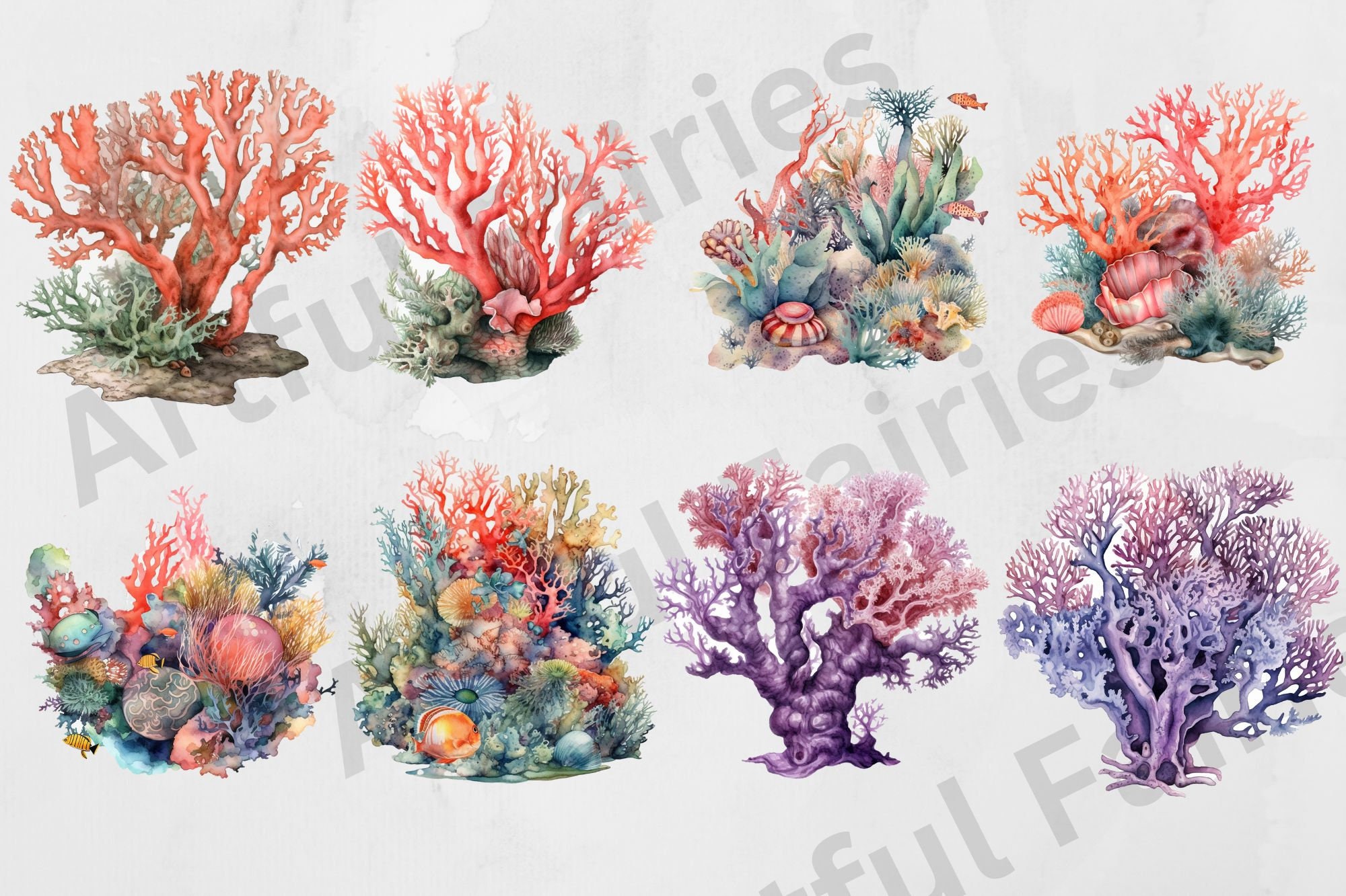 Coral Clipart Sea Life Clipart Ocean Clipart Under the Sea PNG Coral ...