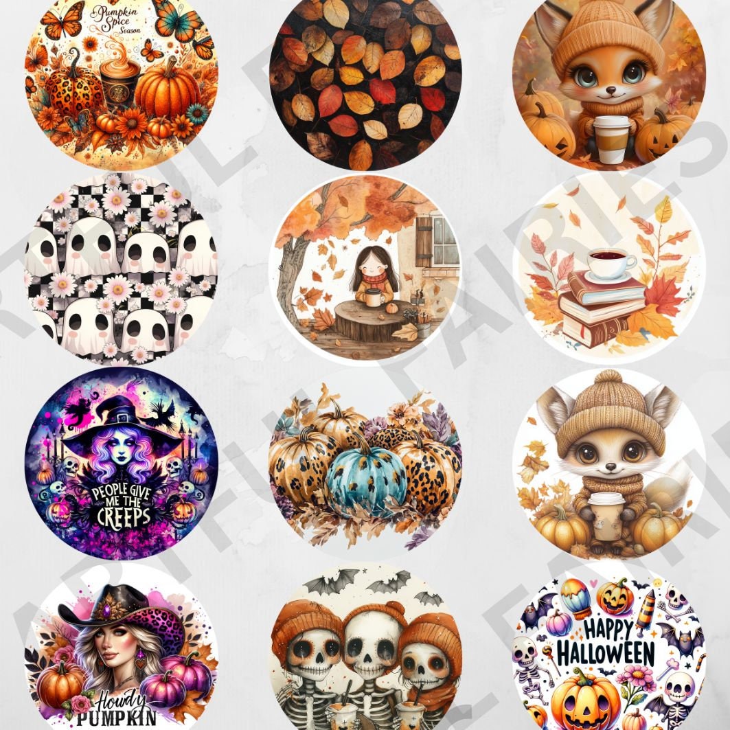 Fall Car Coaster PNG Bundle Sublimation Design Autumn Halloween ...