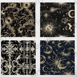Gothic Seamless Pattern Spooky Dollhouse Wallpaper Celestial Zodiac ...