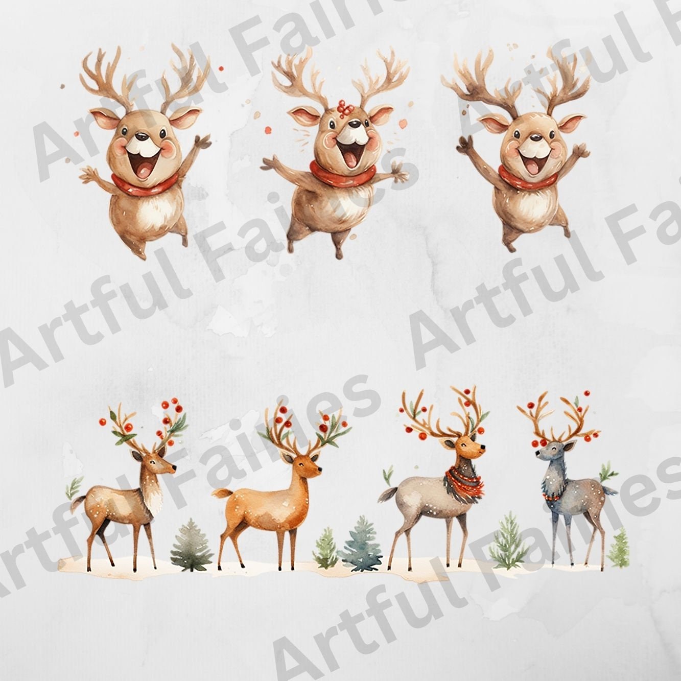 Reindeer PNG Watercolor Reindeer Clipart Cute Reindeer Christmas PNG ...