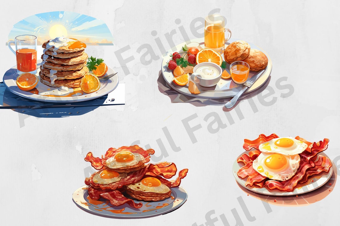Breakfast Clipart Breakfast PNG Food Clipart Brunch Clipart - Etsy