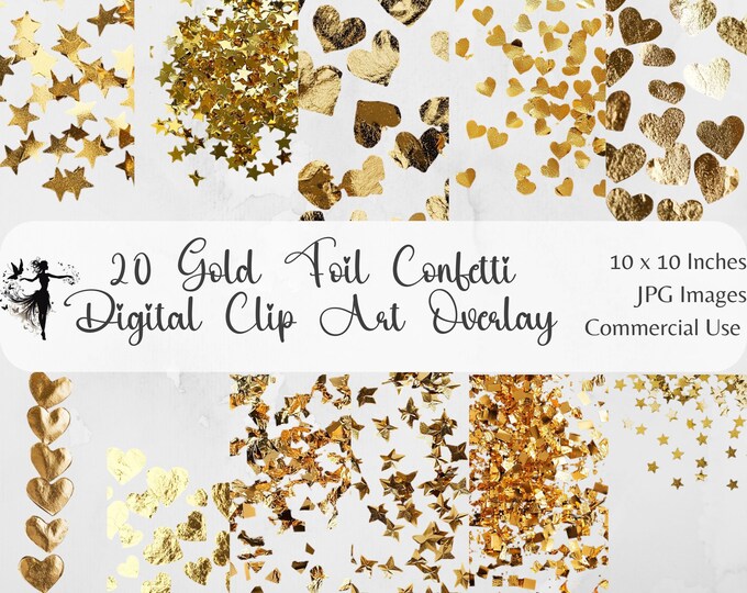 Gold Foil Flake Digital Clip Art Overlay - Gold Foil Glitter Flake ...