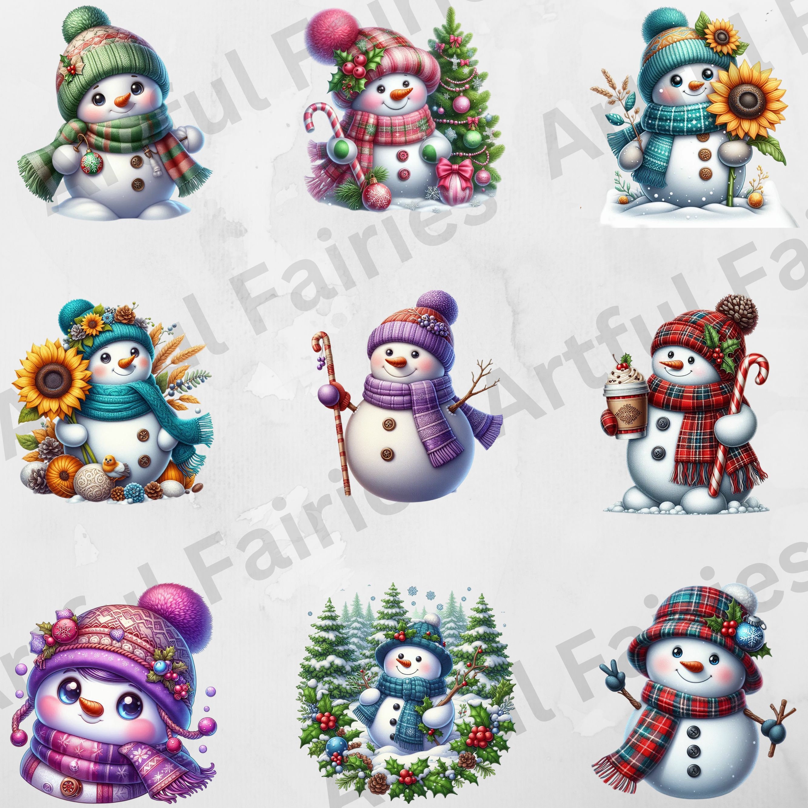 Cute Snowmen Clipart Snowman PNG Christmas Graphics Winter Holidays ...