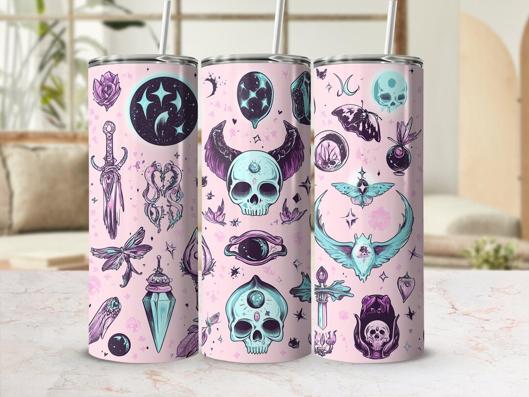 Pastel Goth Pink Tumbler Wrap Witchy Vibes Wicca Pink Spiritual Wiccan ...