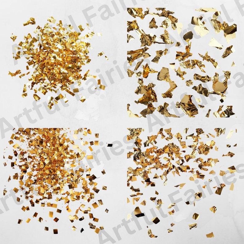 Gold Foil Confetti Digital Clip Art Overlay, Polka Dot Glitter Metallic ...