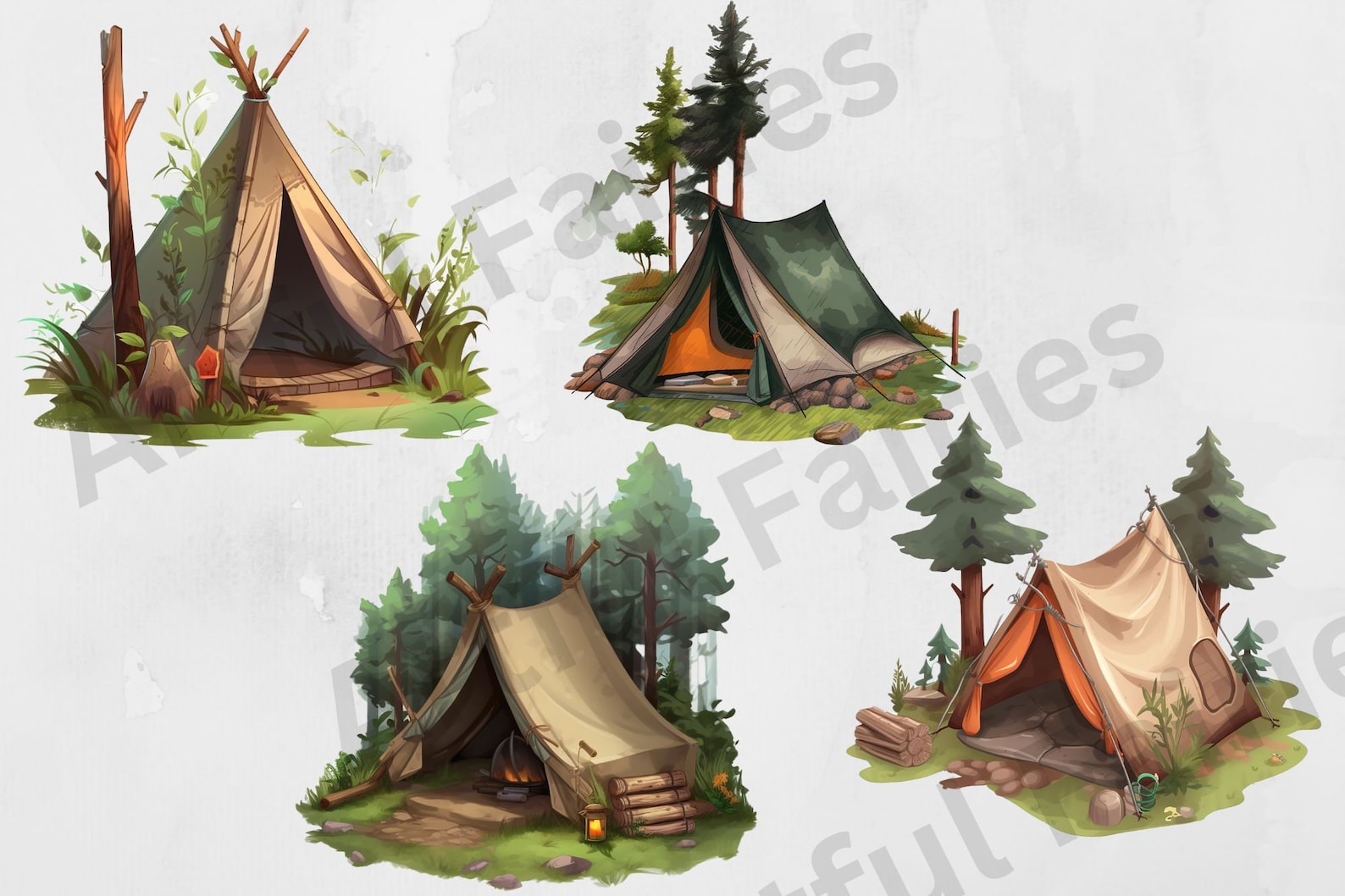 Tent Clipart Campfire PNG Camping Clipart Travel Clipart Forest Clipart ...