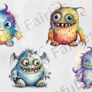 Cute Monster Clipart Monsters Watercolour Clipart Bundle PNG ...