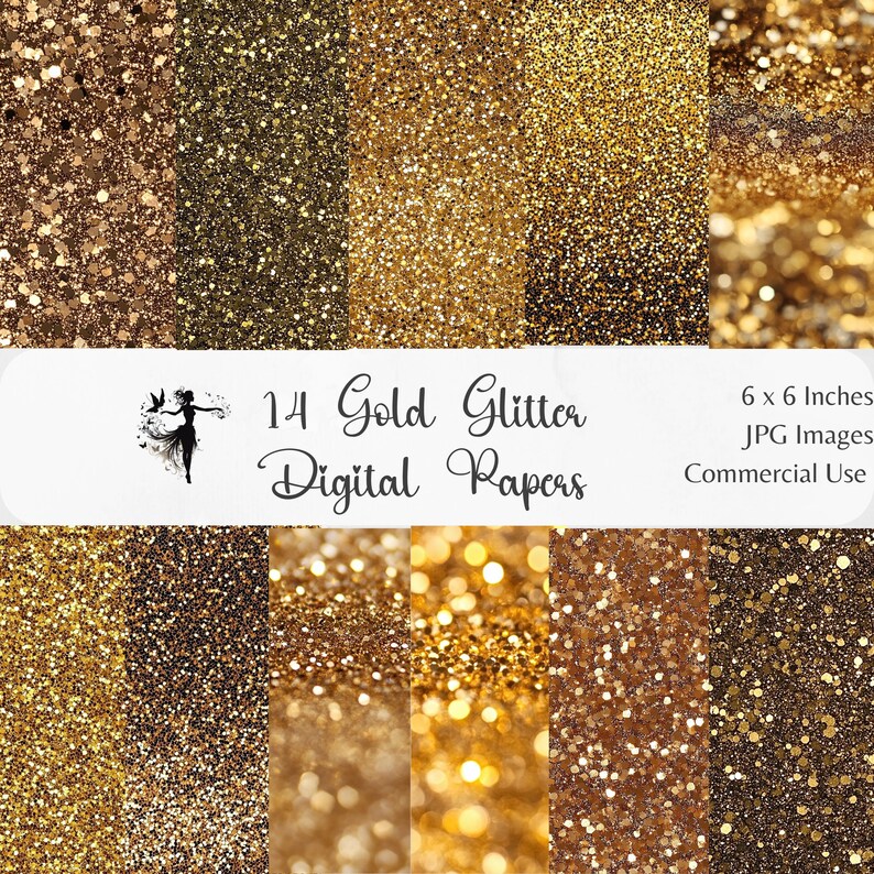 Gold Glitter Digital Paper Scrapbooking Glitter Frosting Junk Journal ...