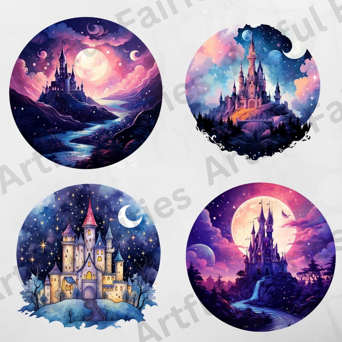 Fantasy Castle Clipart Fantasy Clipart Castle in the Sky - Etsy