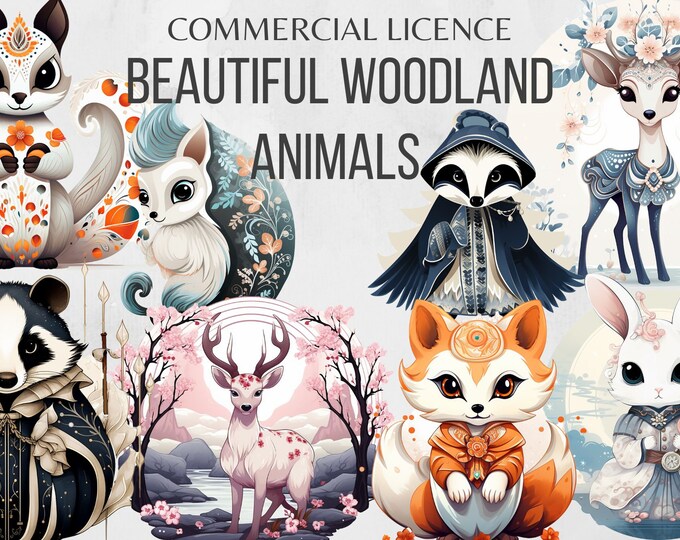 10 PNG Woodland Animal Clipart Set – Deer Fox Owl Squirrel PNG for ...