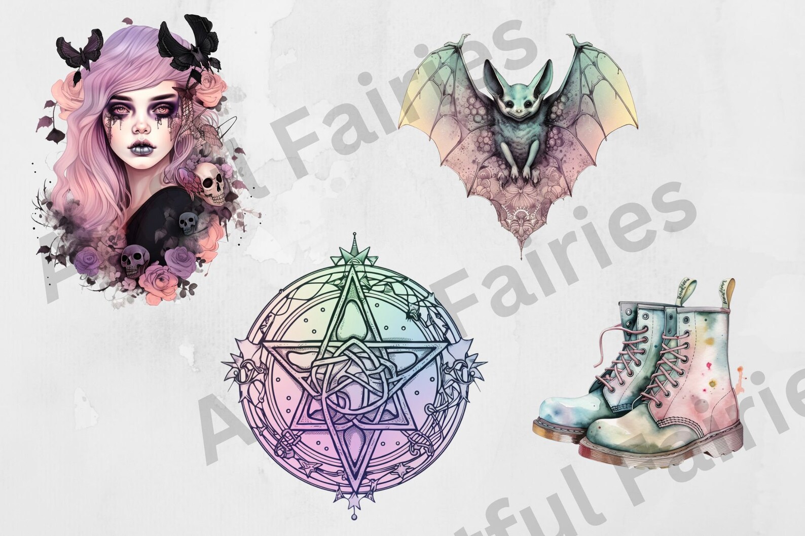 Pastel Goth Clipart Goth PNG Cute Halloween Clipart Bundle Emo - Etsy