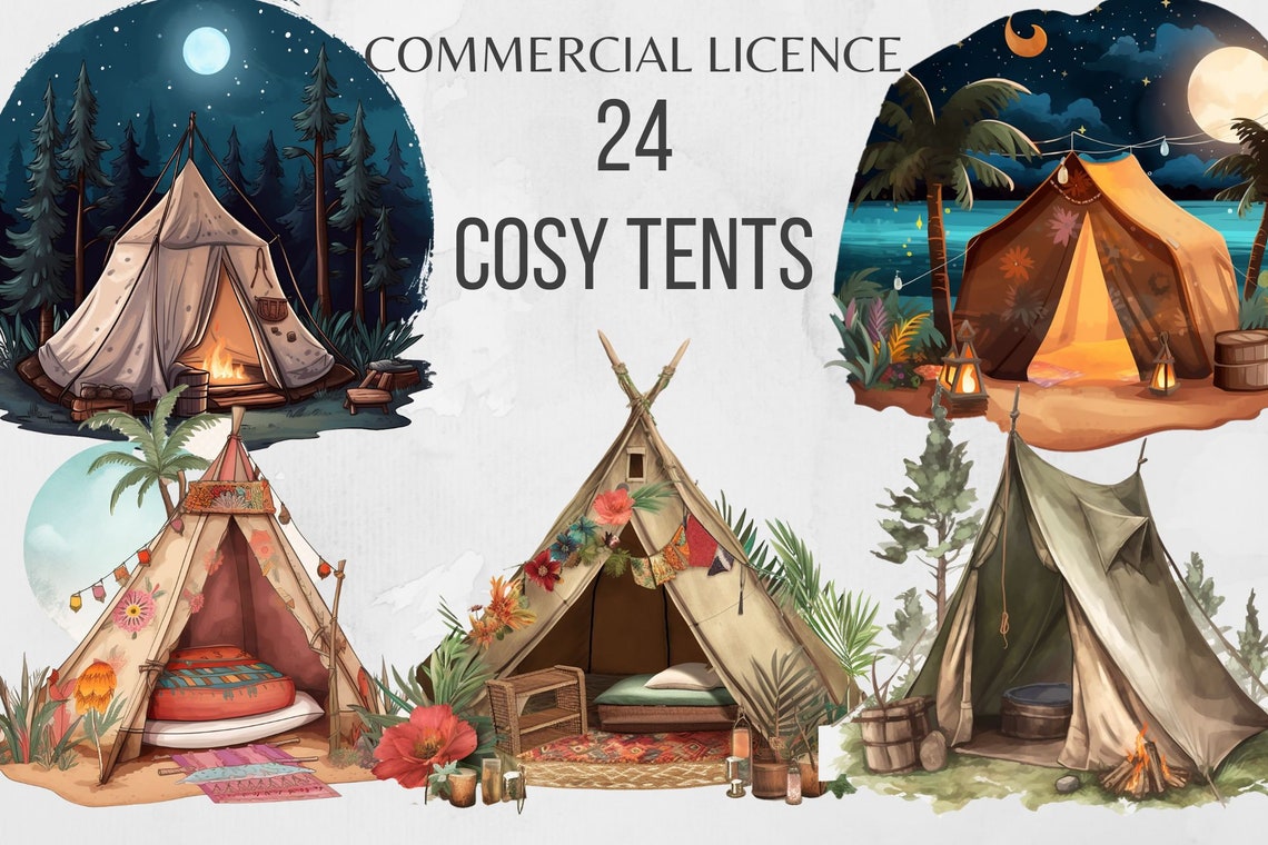 Tent Clipart Campfire PNG Camping Clipart Travel Clipart - Etsy