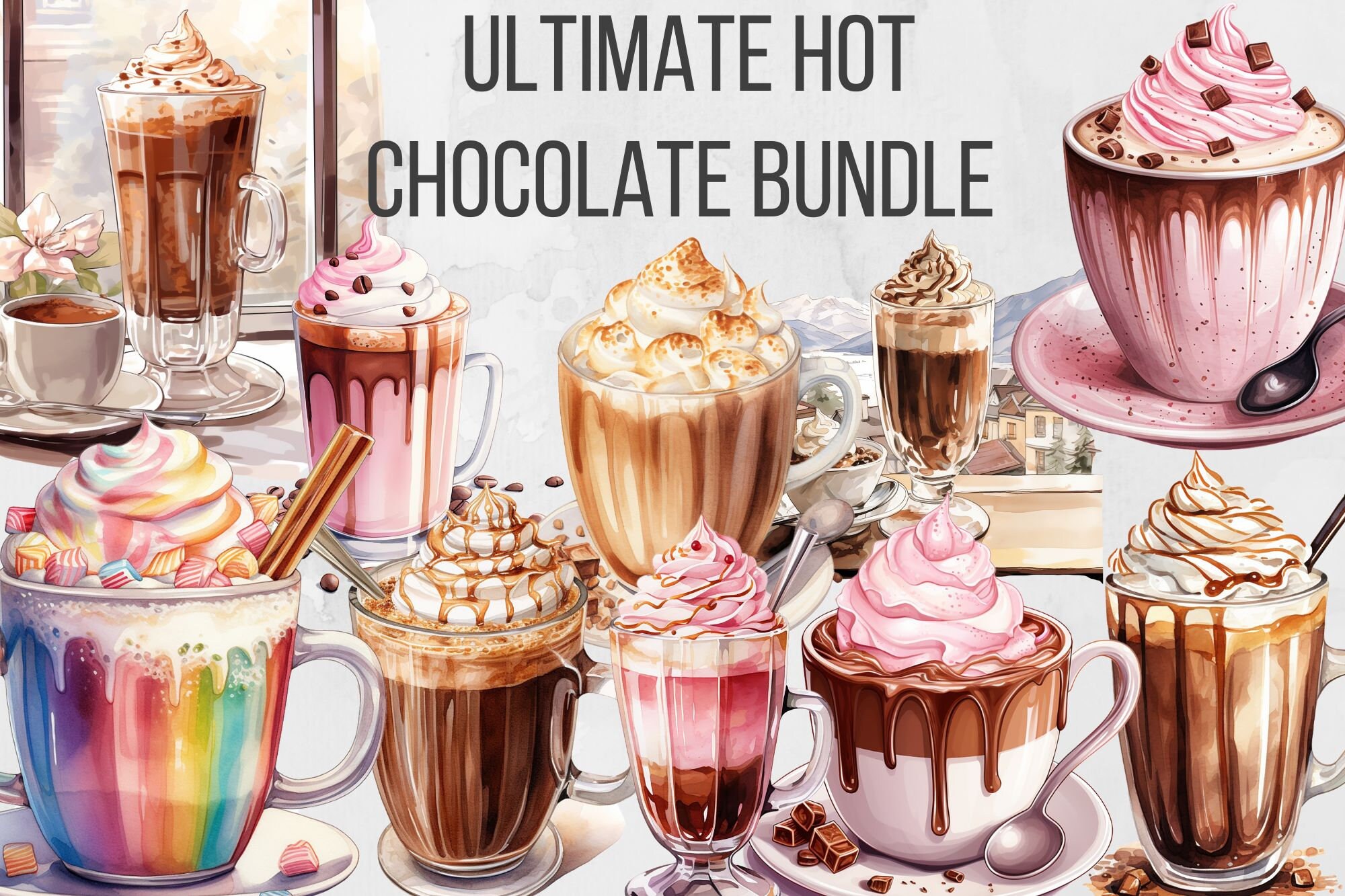 Hot Chocolate Clipart Hot Cocoa Clipart Hot Chocolate PNG Hot - Etsy