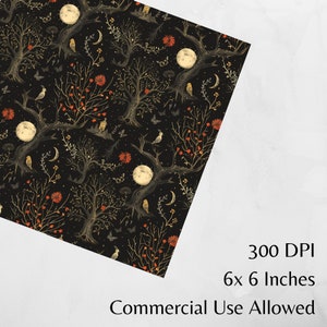 Witchy Wallpaper Seamless Pattern Digital Paper Backgrounds Forest ...