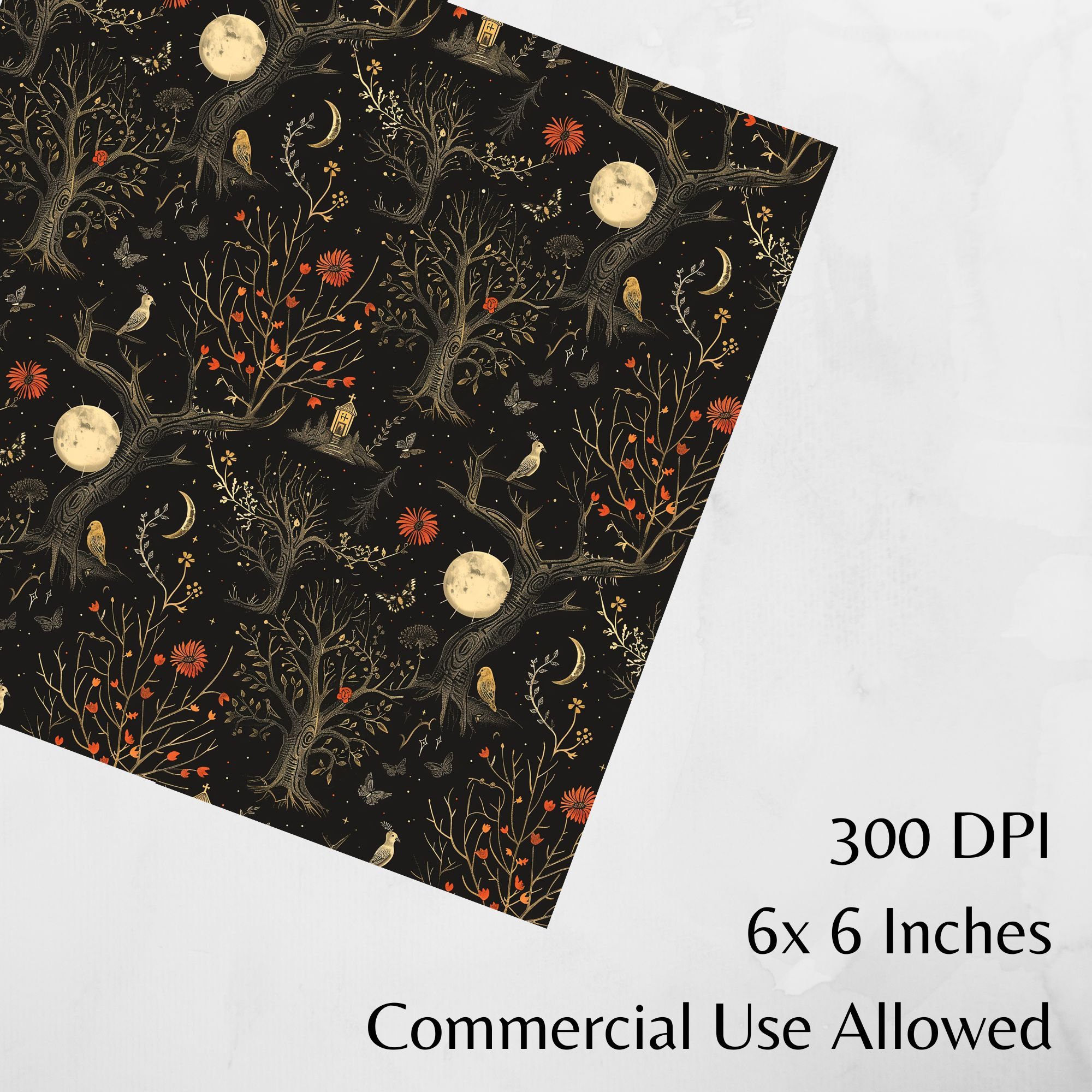 Witchy Wallpaper Seamless Pattern Digital Paper Backgrounds Forest ...