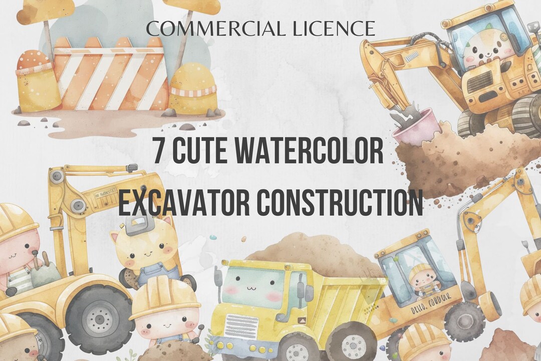 Watercolor Construction Clipart Excavator Clipart Boy Clipart 2yr ...