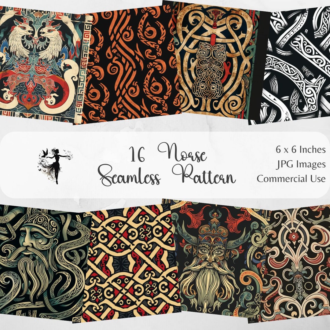 Norse Seamless Pattern Digital Paper Celtic Backgrounds Viking ...