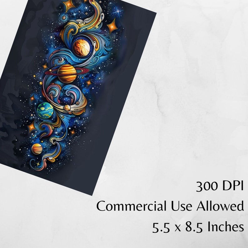 Whimsical Space Junk Journal Page Space Background Digital Paper ...