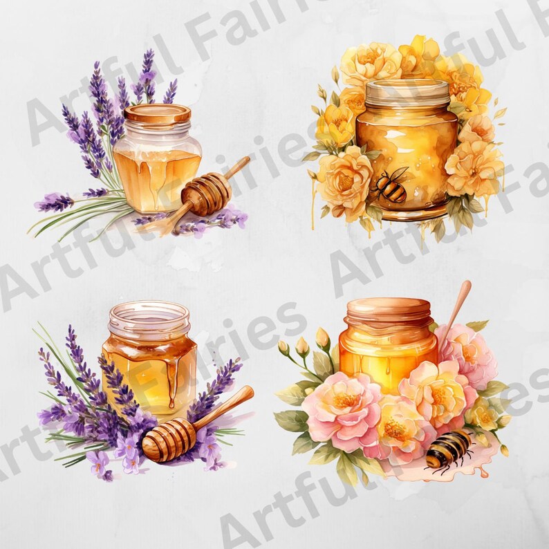 Watercolor Honey Clipart Honey Bee PNG Bee PNG Bee Clipart - Etsy