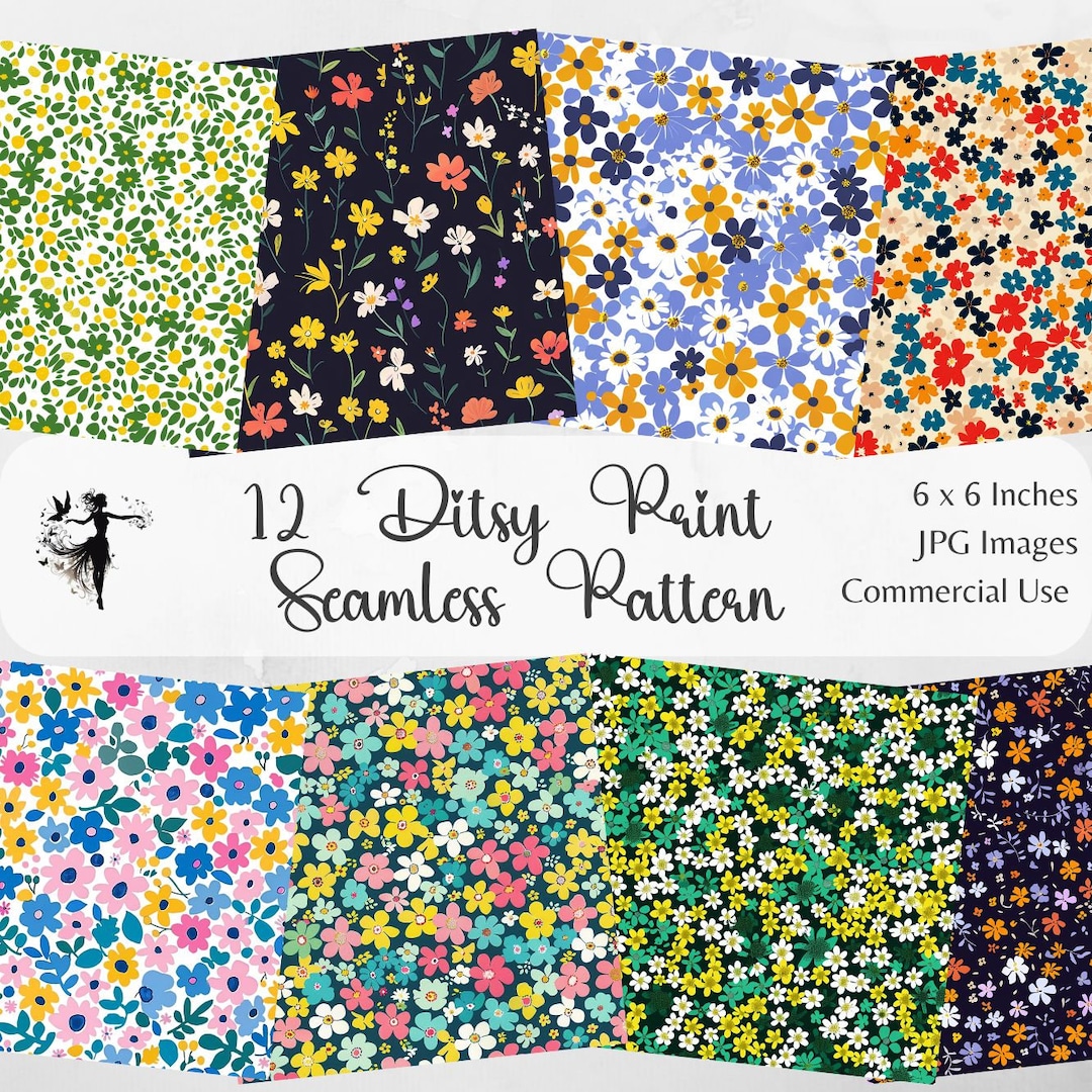Ditsy Print Seamless Pattern Digital Paper Background Cute Floral ...