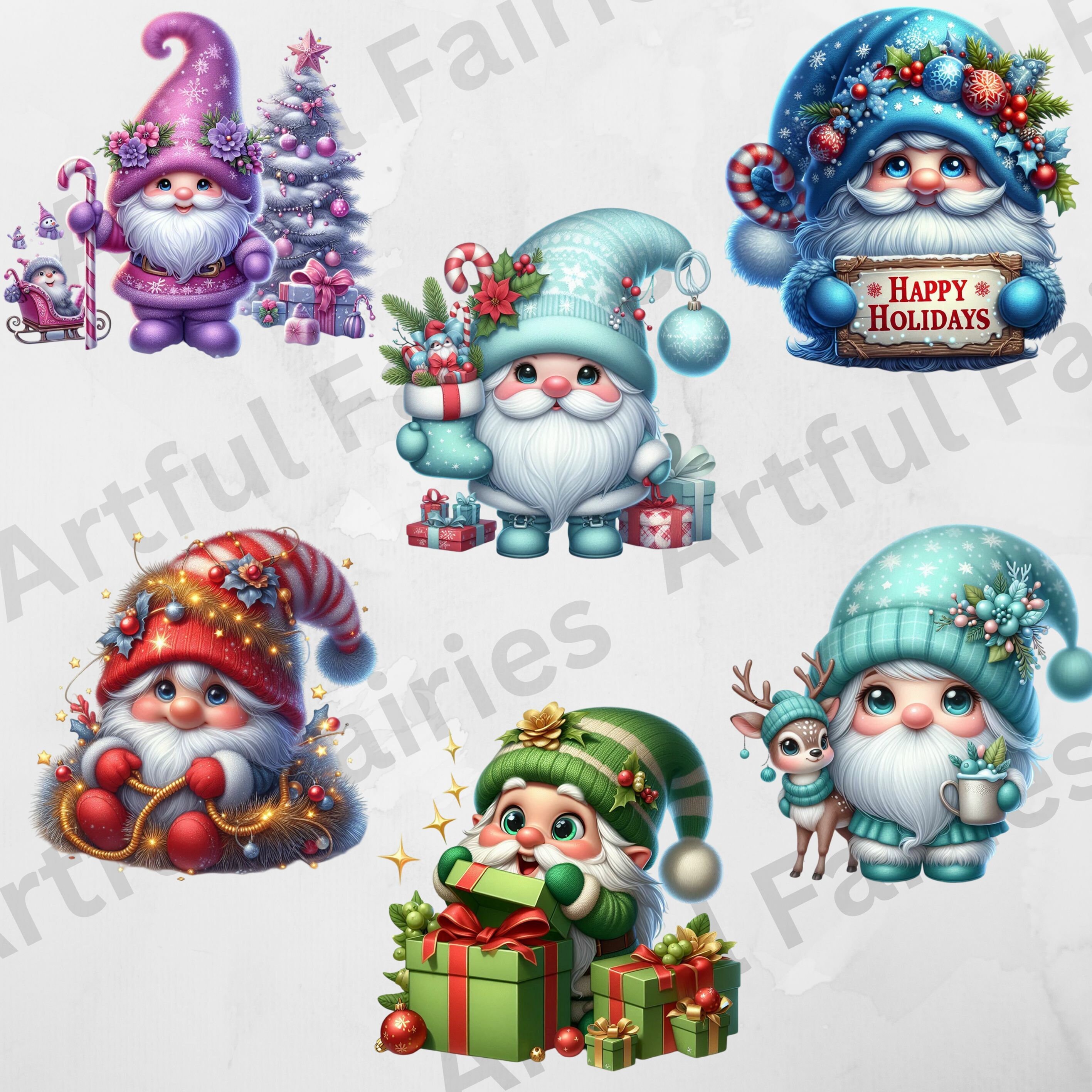 Watercolor Festive Gnome Clipart Christmas Gnomes PNG 32 Gnome PNG ...