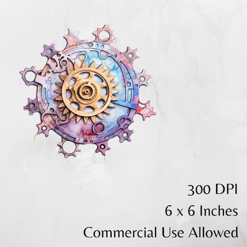Metal Steampunk Clipart Gears Cogs PNG Gear Watercolor Steampunk PNG ...