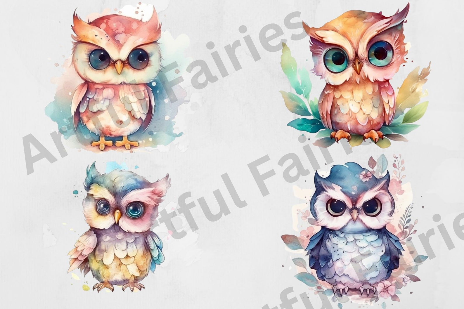 Watercolour Owl Clipart Owl PNG Watercolor Owl Clip Art Owl Wall Art ...