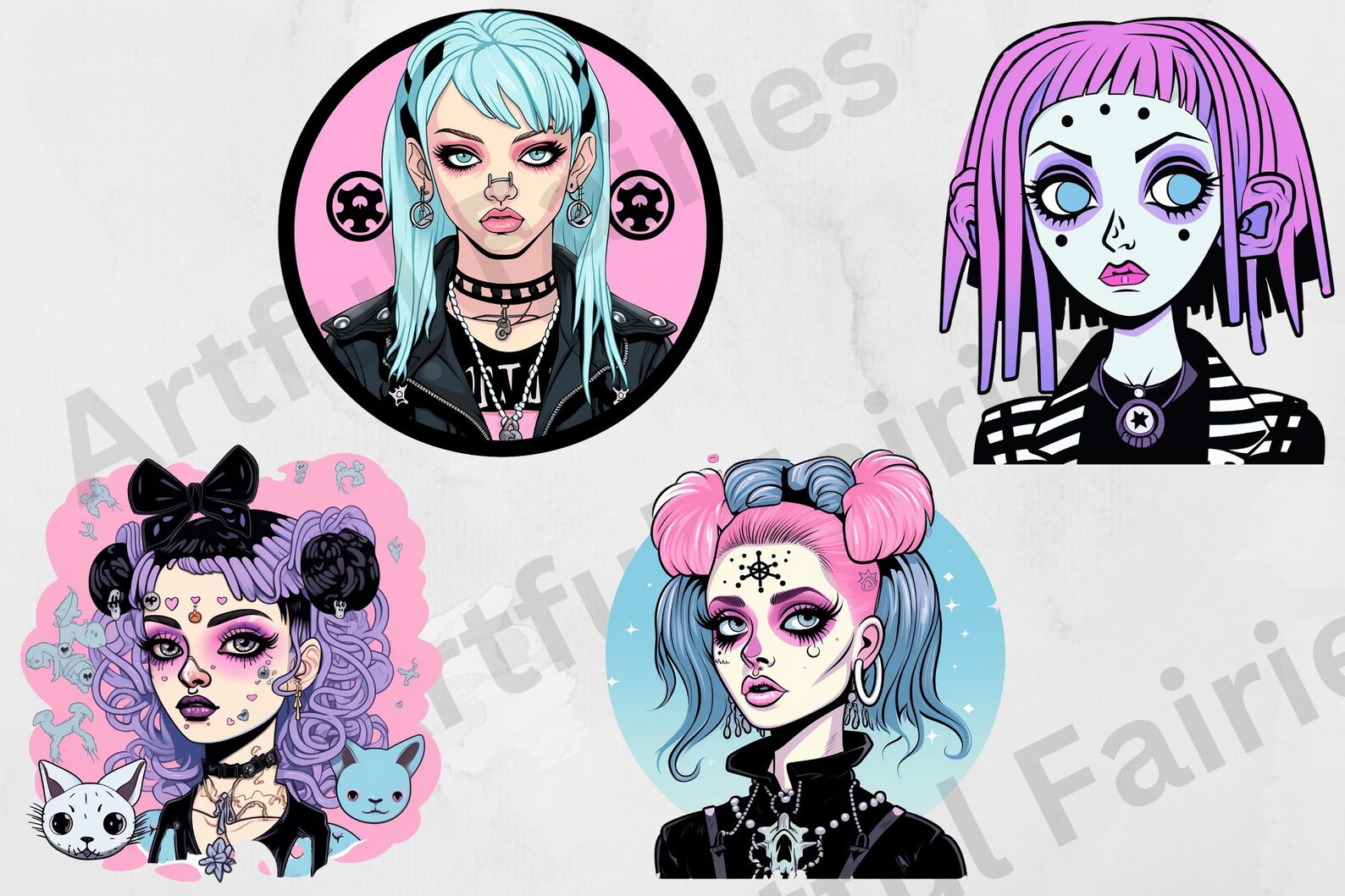 Pastel Goth Clipart Goth PNG Pastel Goth Stickers Pastel Goth Art Goth ...